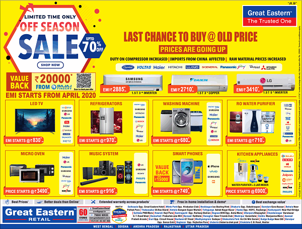 Great Eastern Kolkata Electronics Stores Sales Offers Numbers 2020