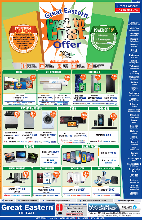 Great Eastern Kolkata Electronics Stores Sales Offers Numbers Shops 2020