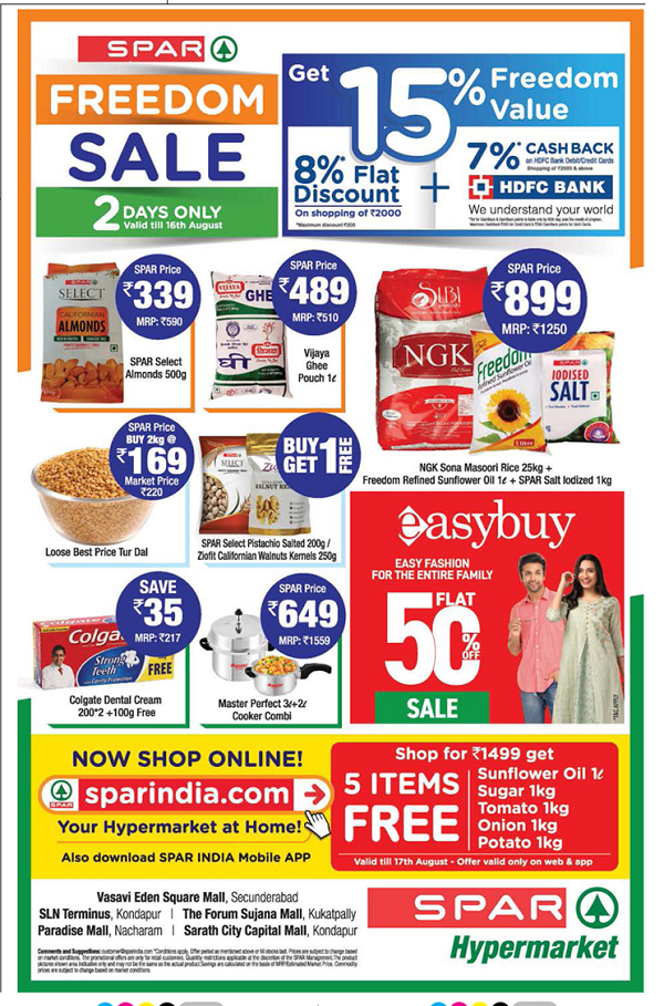Spar Hypermarket Hyderabad Grocery Stores Sale Offers Numbers 2020