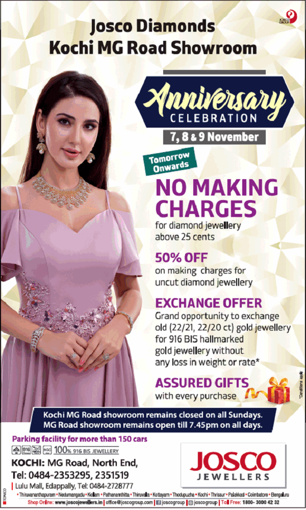 Josco Jewellers Kochi Jewellery Stores Sales Offers Numbers Discounts 2020