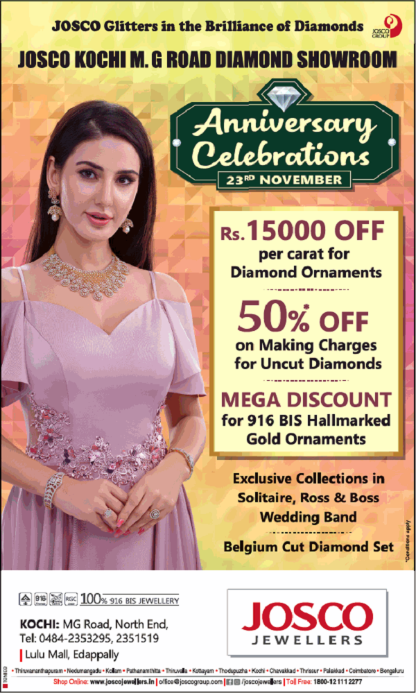 Josco Jewellers Kochi Jewellery Stores Sales Offers Numbers Discounts 2021