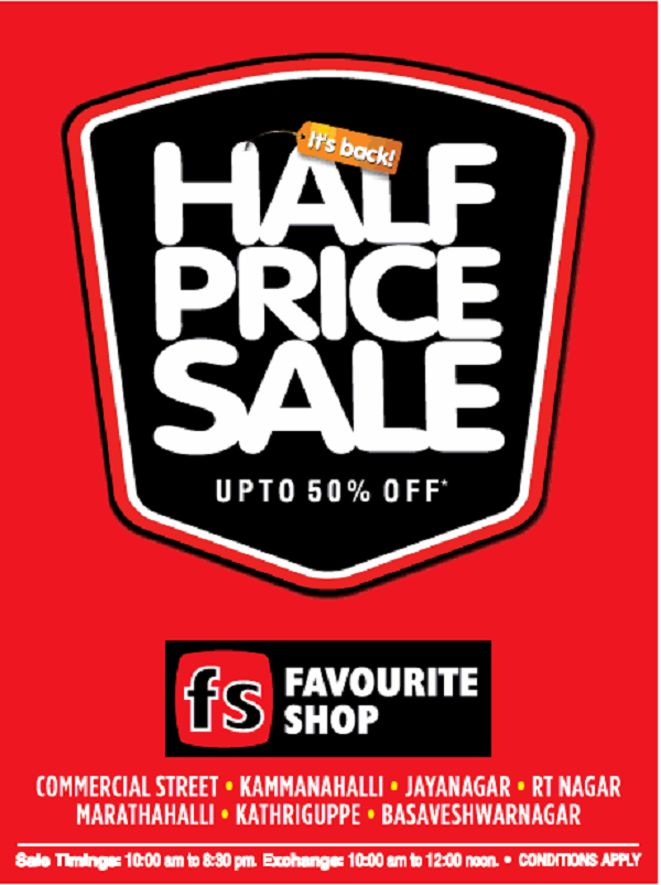 Favourite Shop Bangalore Half Price Sale Discount Offers Stores Number 2021