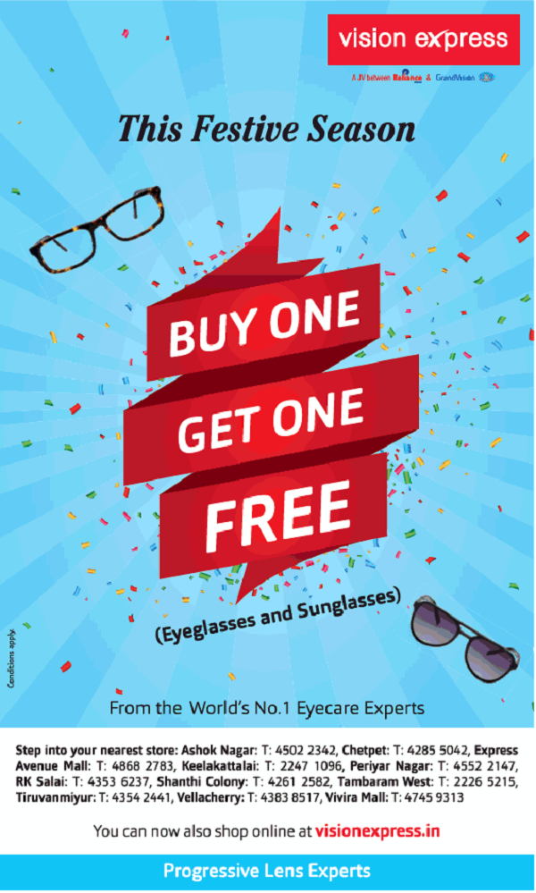 Vision Express Chennai Eyewear Stores Sale Offers Numbers Discounts 2021