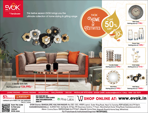 Evok Bangalore Furniture Stores Sales Offers Discounts Numbers 2020