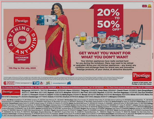 Prestige Kolkata Kitchen Appliances Stores Sale Offers Numbers 2020