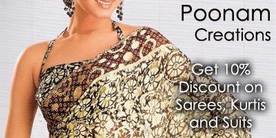 Poonam Creations Discounts | Deals on exclusive kurtis , sarees and su